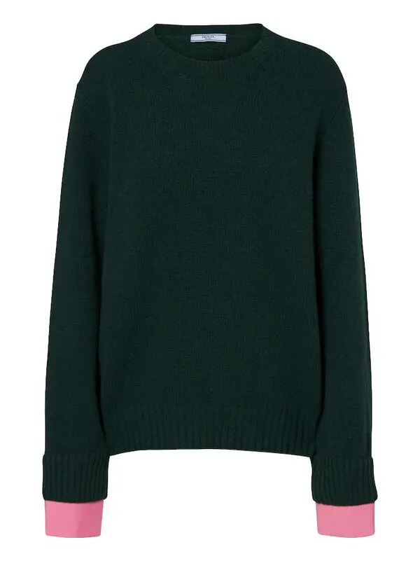 Prada Wool And Cashmere Crewneck Sweater - Green