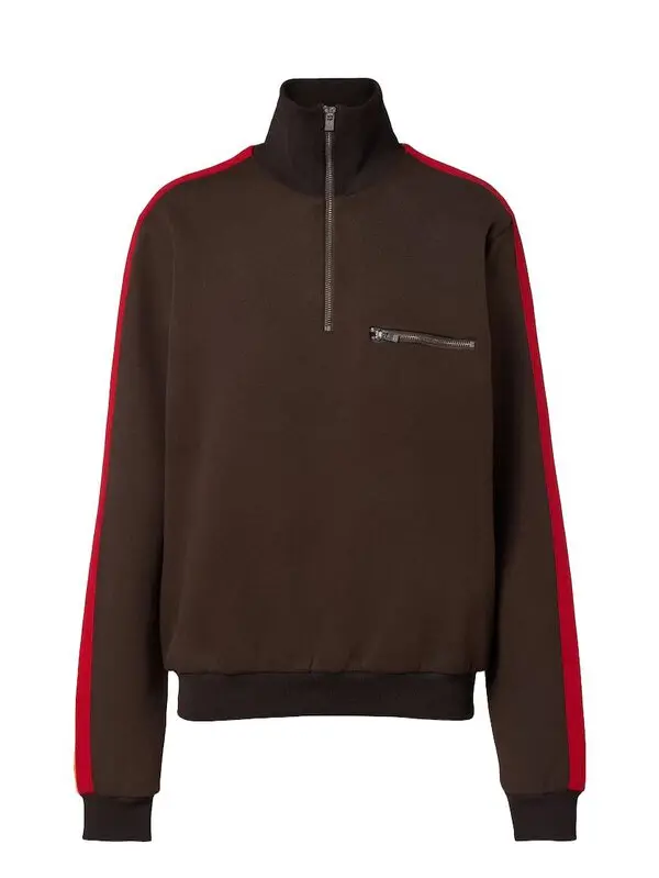 MAISON MARGIELA Cotton-blend Jersey Half-zip Sweatshirt - Brown