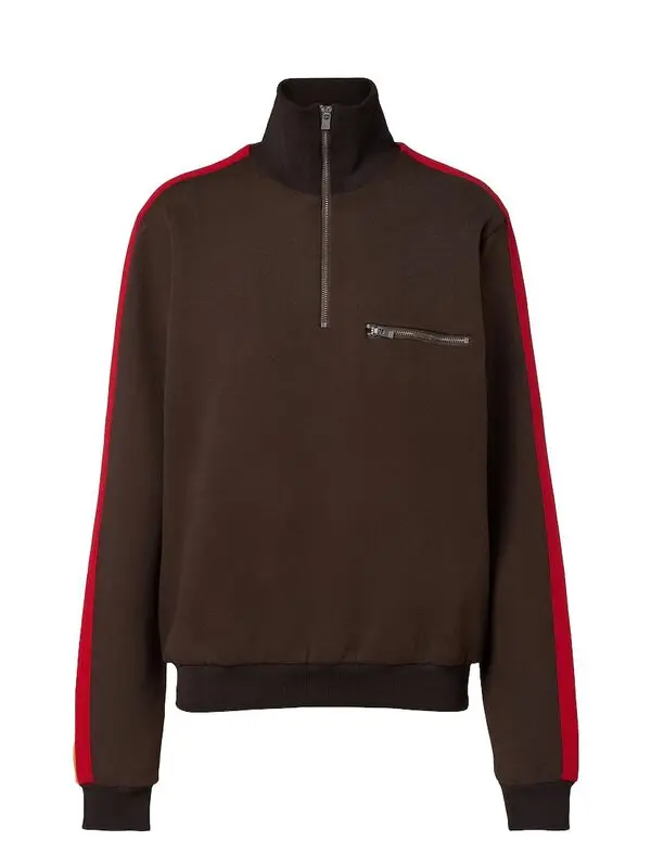 MAISON MARGIELA Cotton-blend Jersey Half-zip Sweatshirt - Brown