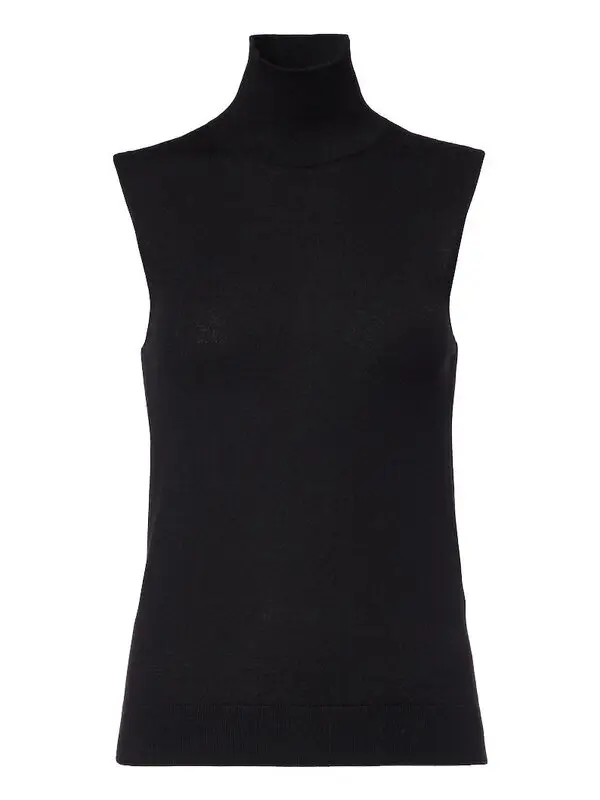 Loro Piana Sleeveless Turtleneck Cashmere Top - Black
