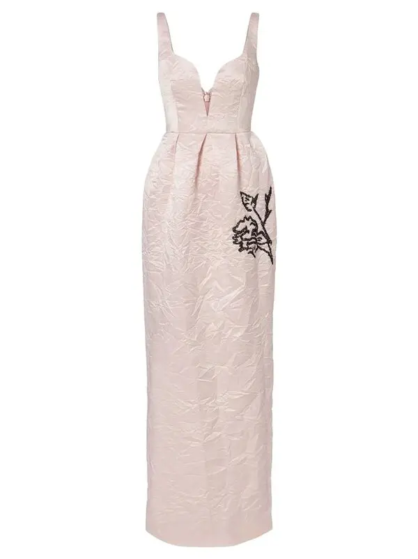 Erdem Embroidered Satin Gown - Pink