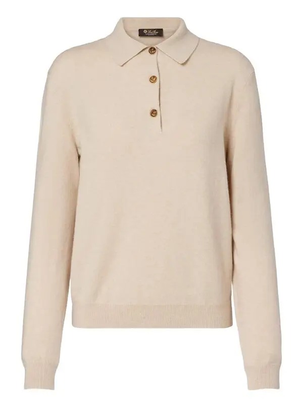 Loro Piana Cashmere Polo Sweater - White