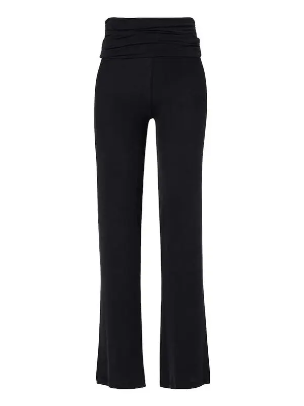 AYA MUSE Gathered High-rise Straight Pants - Black