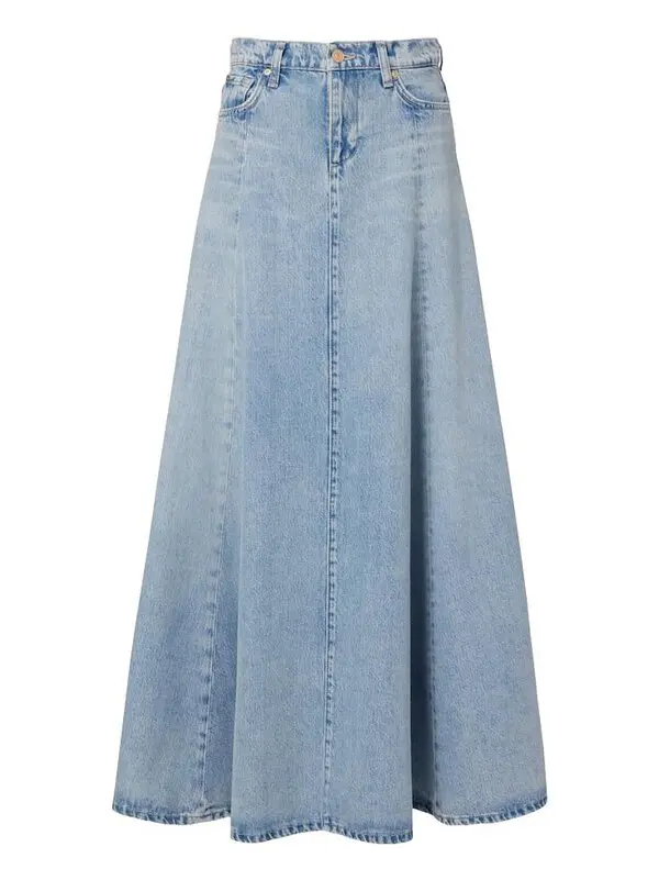 7 For All Mankind High-rise Cotton Denim Maxi Skirt - Blue