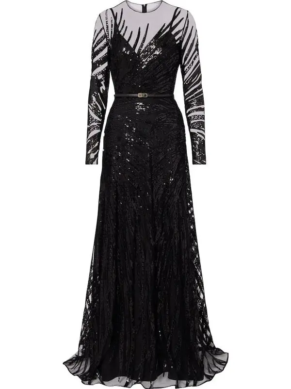 Elie Saab Embellished Gown - Black