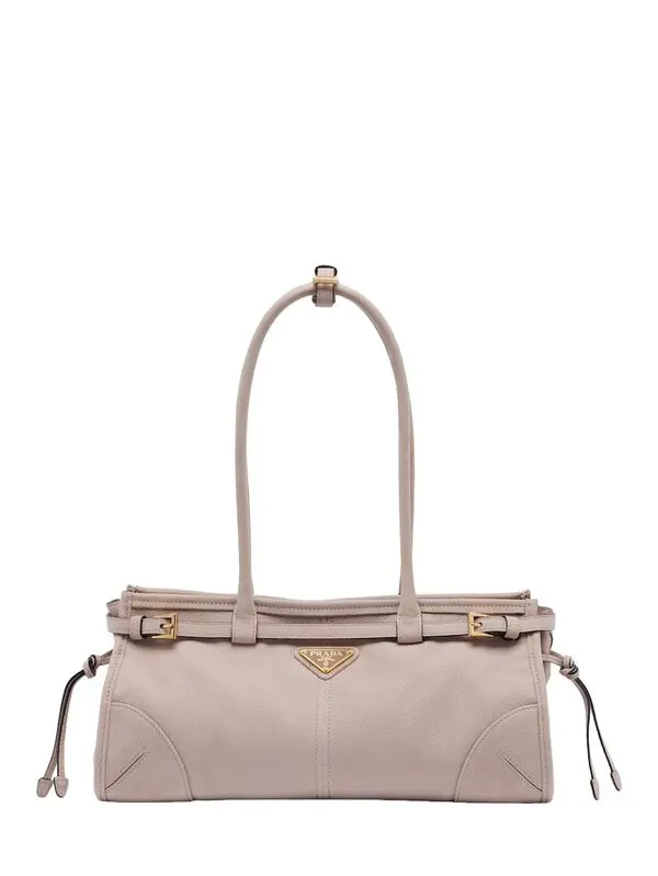 Prada Bonnie Medium Leather Shoulder Bag - Beige