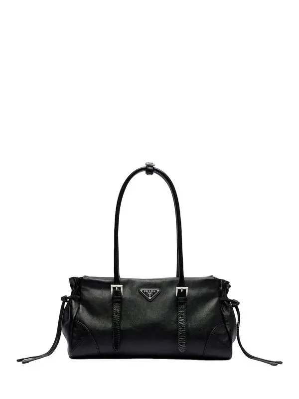 Prada Bonnie Leather Shoulder Bag - Black