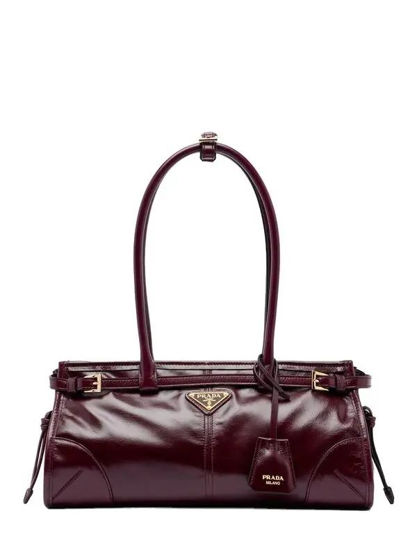 Prada Bonnie Leather Shoulder Bag - Burgundy