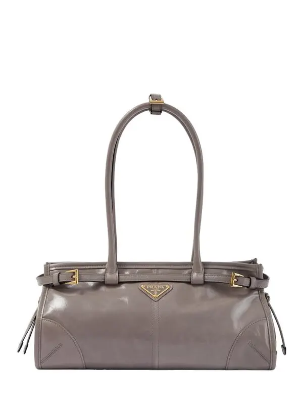 Prada Bonnie Medium Leather Shoulder Bag - Grey