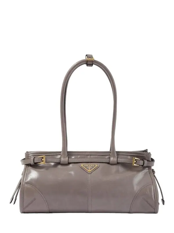 Prada Bonnie Medium Leather Shoulder Bag - Grey