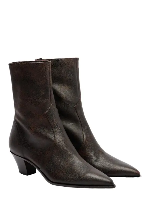 AQUAZZURA Brunswick 45 Leather Ankle Boots - Brown