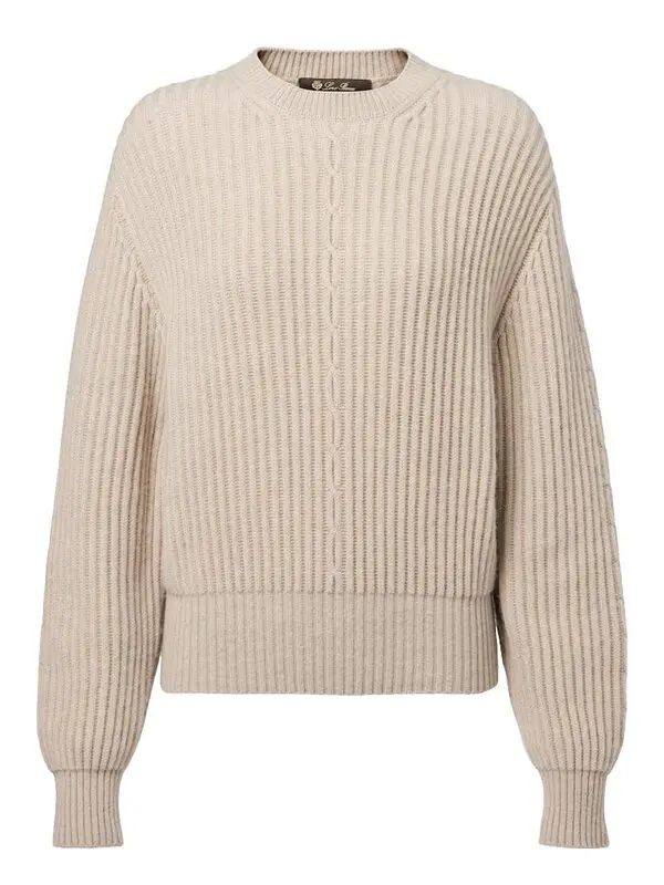 Loro Piana Plane Tree Ribbed-knit Cashmere Sweater - Beige