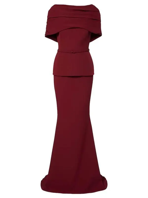 Safiyaa Loura Crêpe Gown - Burgundy