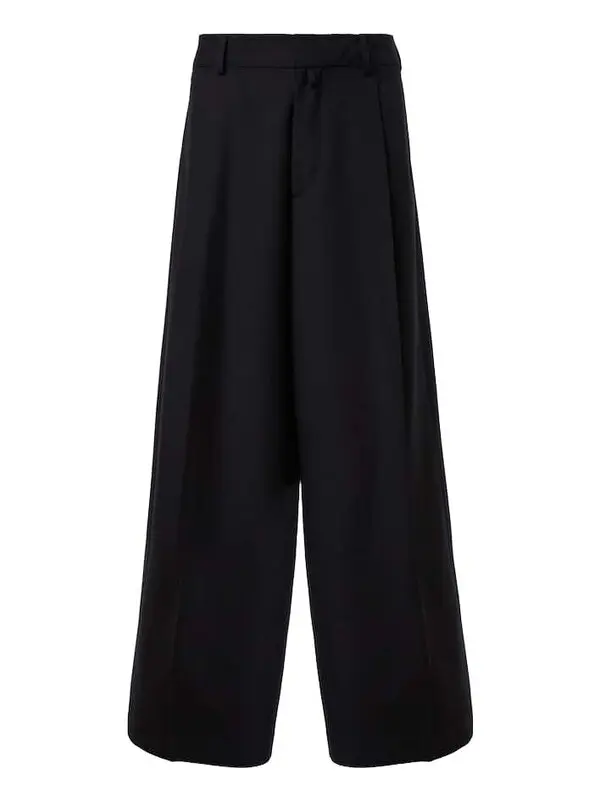 Dries Van Noten Wool Wide-leg Pants - Black