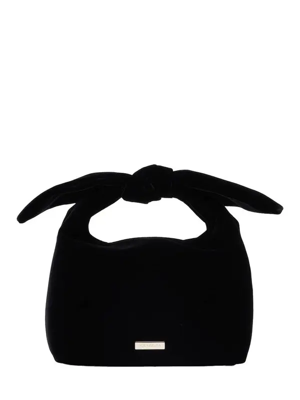 AQUAZZURA Bow Tie Small Velvet Tote - Black