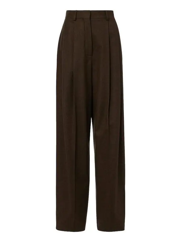 Loro Piana Kurt Wool And Cashmere Wide-leg Pants - Brown