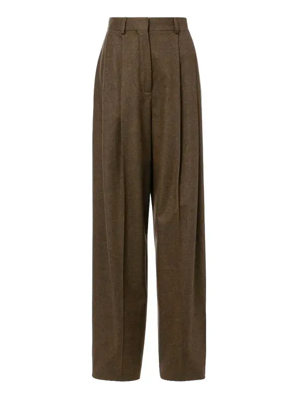 Loro Piana Kurt Wool And Cashmere Wide-leg Pants - Brown