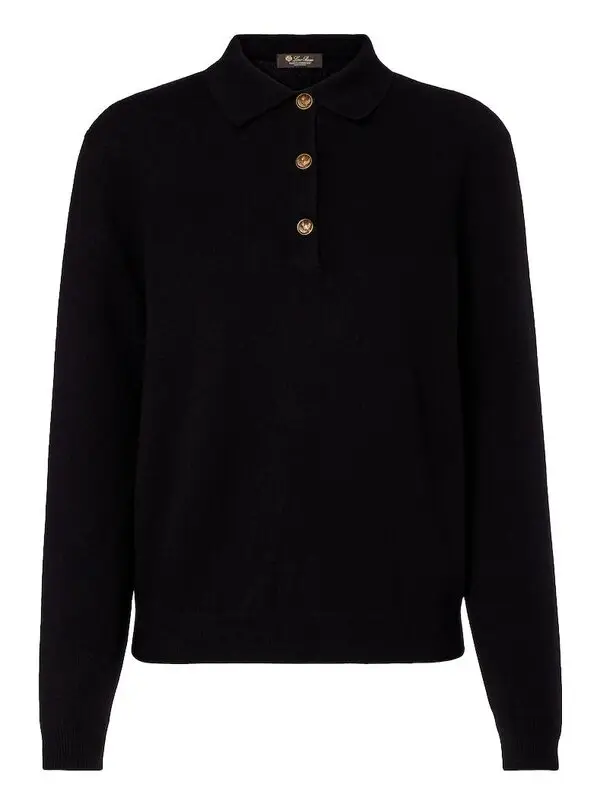 Loro Piana Classic Cashmere Polo Sweater - Black
