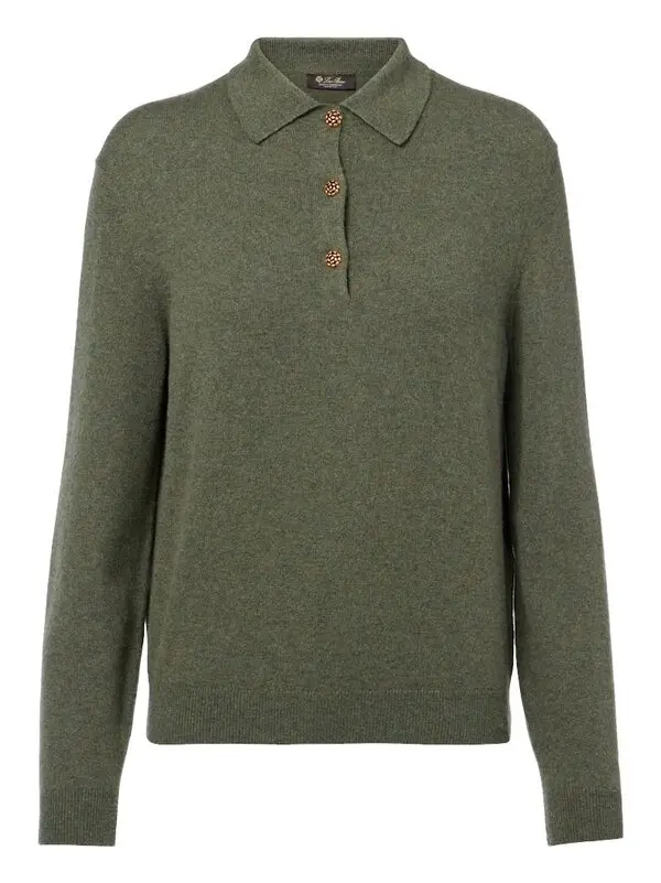 Loro Piana Classic Cashmere Polo Sweater - Green