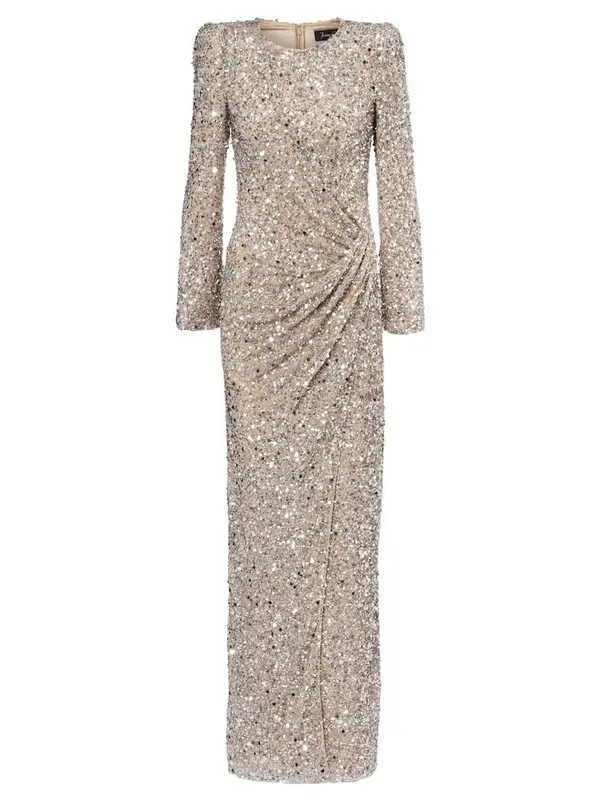 Jenny Packham Marie Sequined Gown - Beige