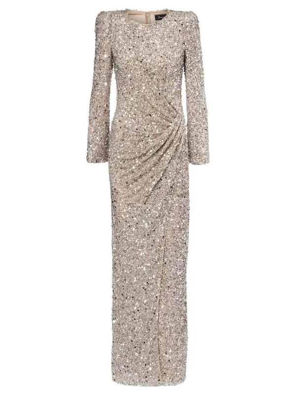 Jenny Packham Marie Sequined Gown - Beige