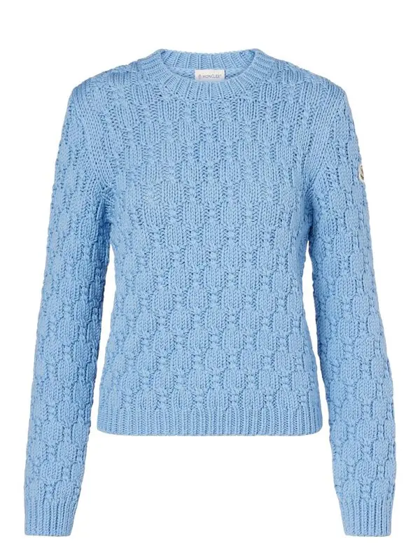 Moncler Virgin Wool Crewneck Sweater - Blue