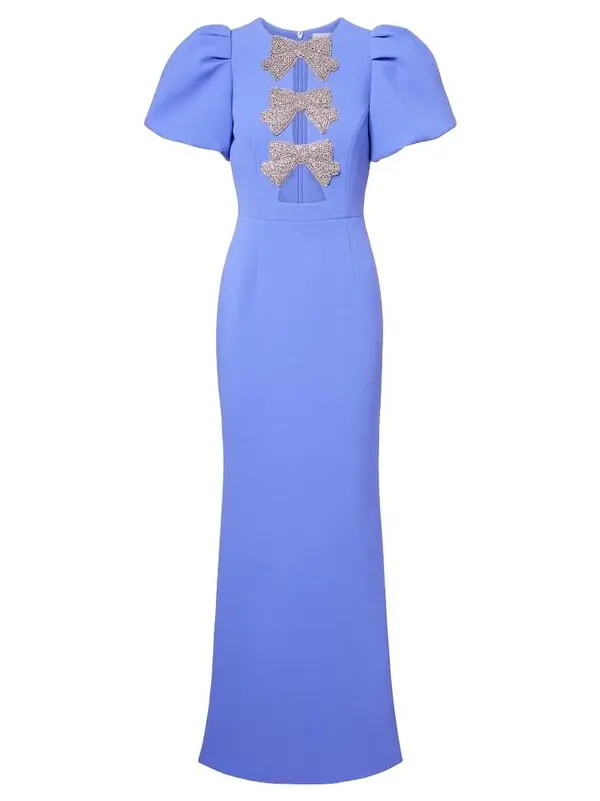 Rebecca Vallance Violetta Bow-detail Embellished Gown - Blue