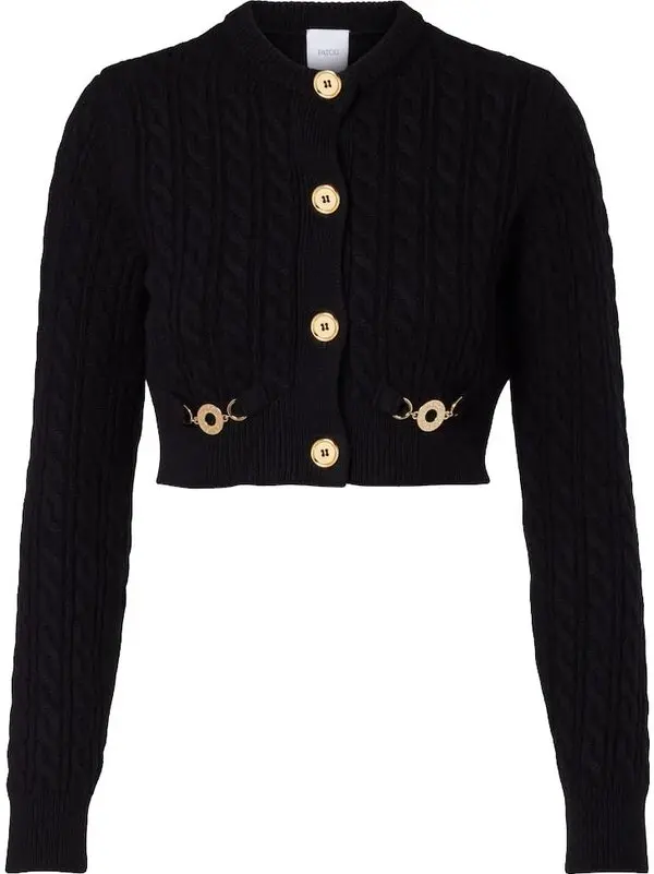 Patou Cable-knit Wool And Cashmere Cardigan - Black