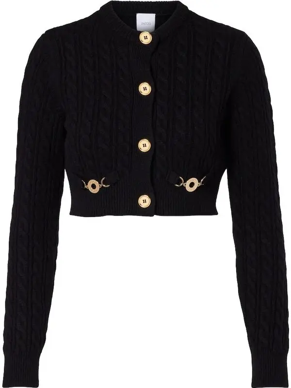 PATOU Cable-knit Wool And Cashmere Cardigan - Black