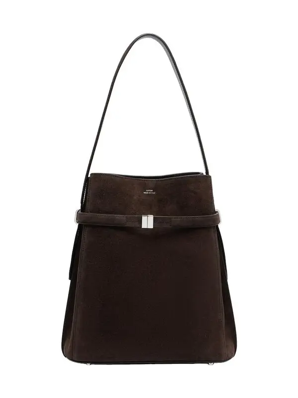 TOTEME Belted Suede Bucket Bag - Brown