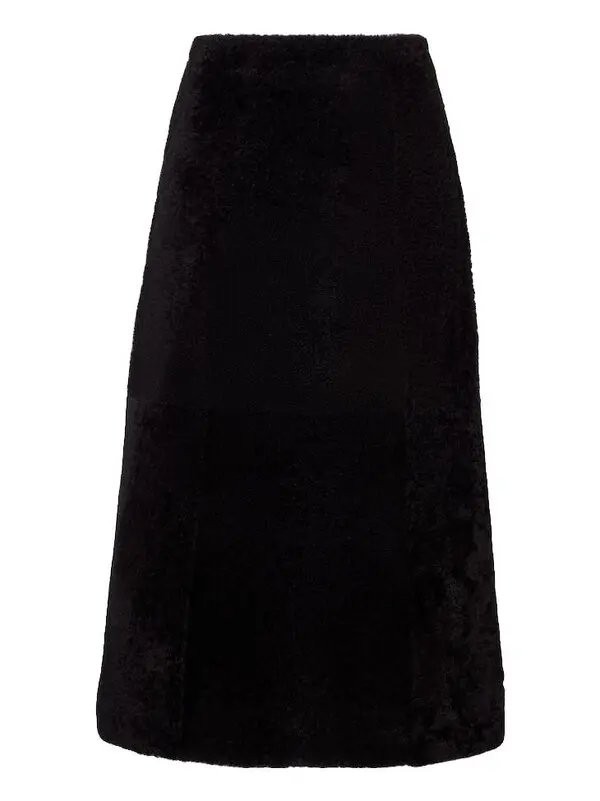 YVES SALOMON Shearling Maxi Skirt - Brown