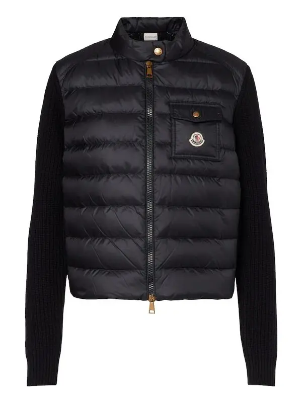 Moncler Down-paneled Wool And Cashmere Cardigan - Black