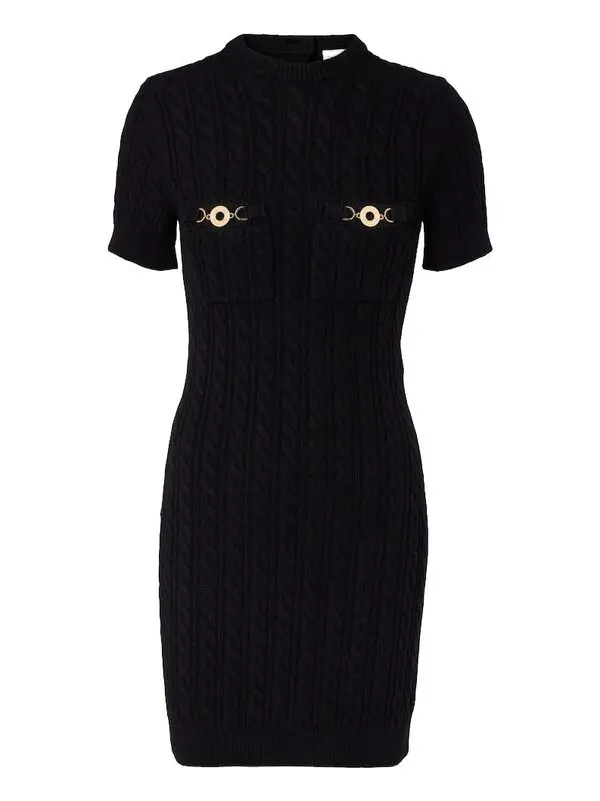 Patou Cable-knit Wool And Cashmere Minidress - Black