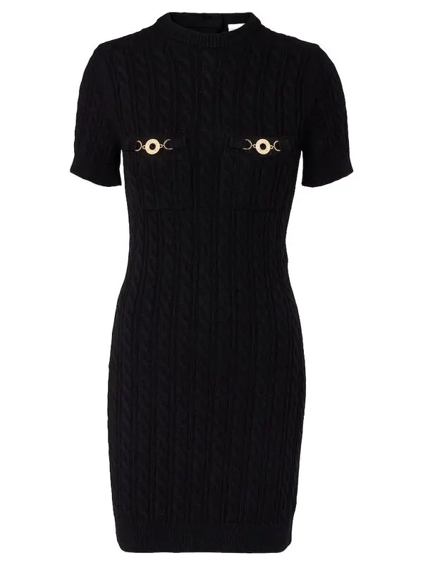 PATOU Cable-knit Wool And Cashmere Minidress - Black