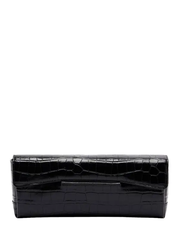 TOTEME T-clutch Croc-effect Leather Clutch - Black