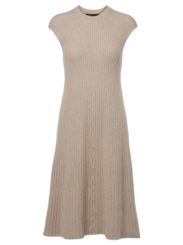 Loro Piana Ribbed-knit Cashmere Midi Dress - Beige