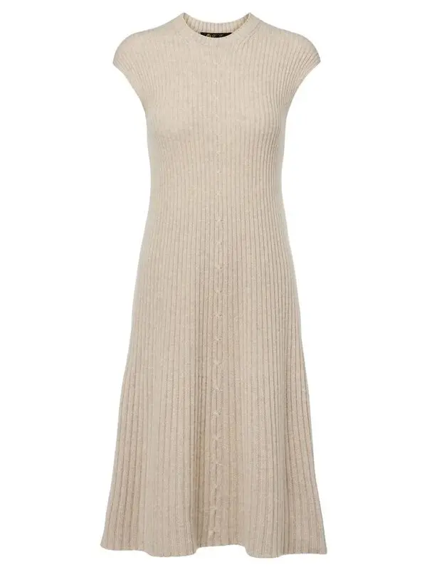 Loro Piana Ribbed-knit Cashmere Midi Dress - Beige