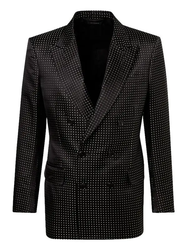 TOM FORD Polka-dot Silk Satin Suit Jacket - Black