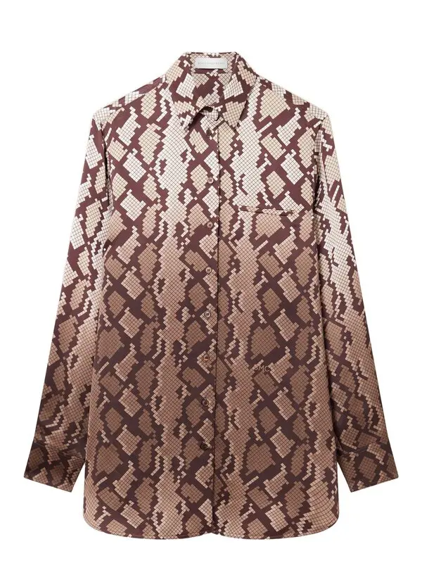 Stella McCartney Snake Print Oversized Shirt - Brown