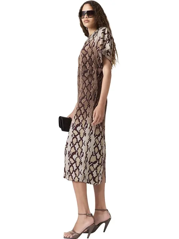 Stella McCartney Snake Print Midi Dress - Brown