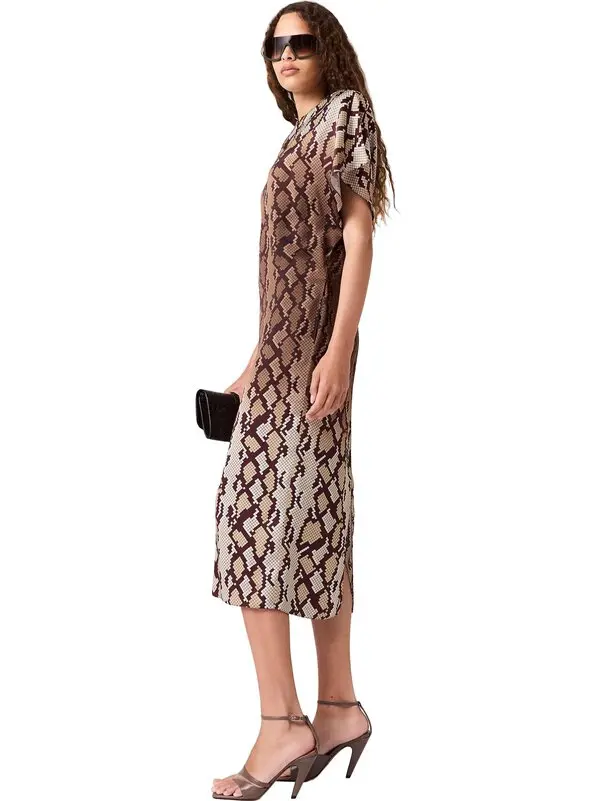 Stella McCartney Snake Print Midi Dress - Brown