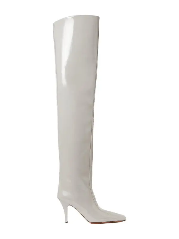 Stella McCartney Square-toe Thigh-high Stiletto Boots - Light Gray