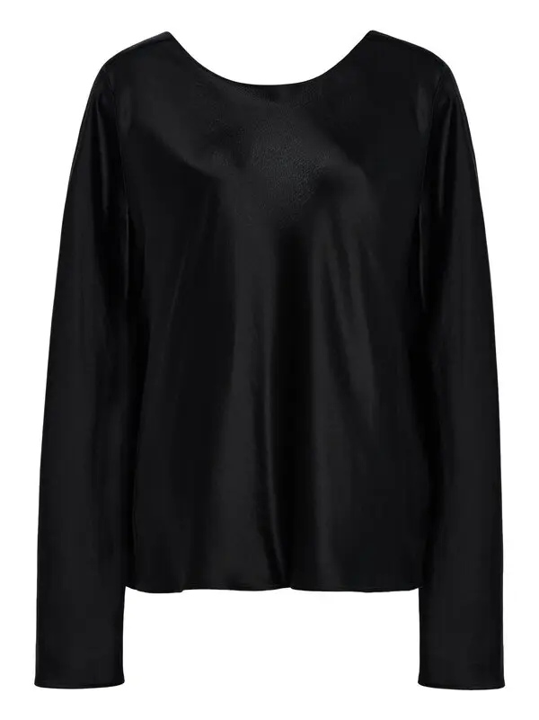 LESET Barb Lace-trimmed Satin Blouse - Black