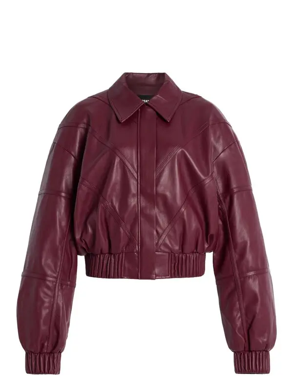 ROTATE BY BIRGER CHRISTENSEN Faux Leather Bomber Jacket - Burgundy