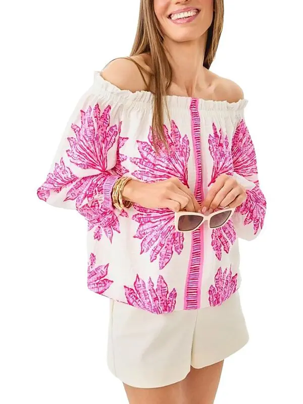LILLY PULITZER Kalinda Off-the-shoulder Top - Pink Blish Shady Babe