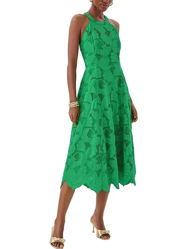 LILLY PULITZER Denise Lace Halter Midi Dress - Kitts Green