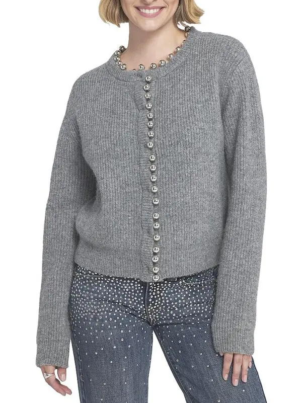 ELLE COLLECTION Beaded Cardigan - Grey