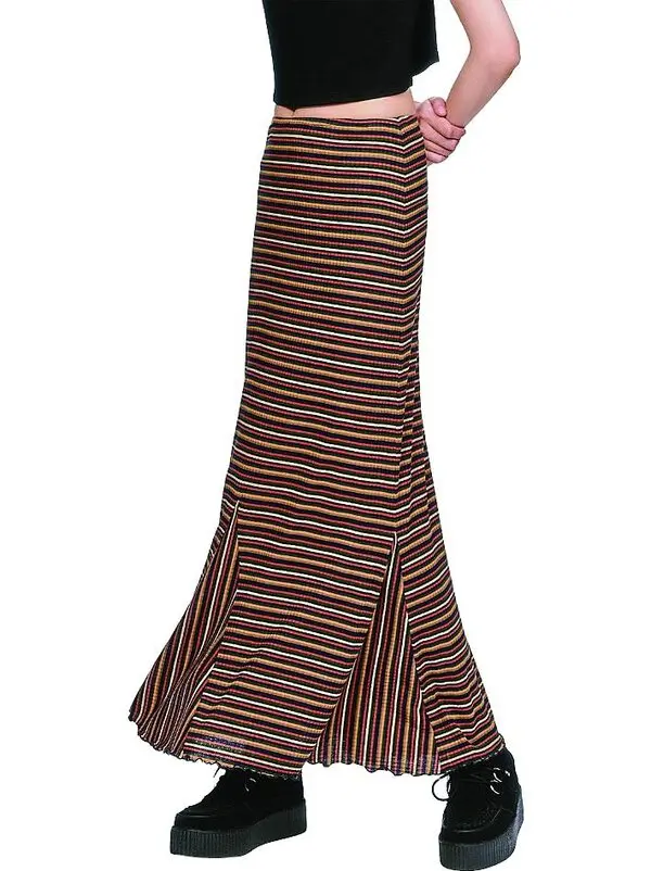 Anna Sui Striped Trumpet Skirt - Garnet Multi