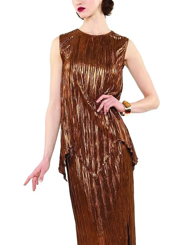 Anna Sui Fortuny Pleats Sleeveless Top - Bronze