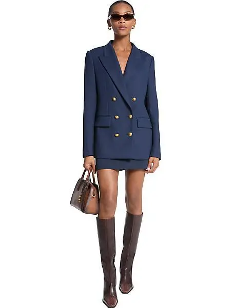 Michael Kors Stretch Wool Blend Twill Blazer - Blue